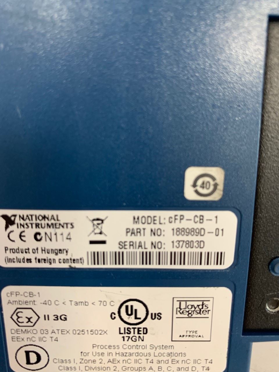National Instruments cFP-CB-1 Integrated Connector Block - FUS Industrial