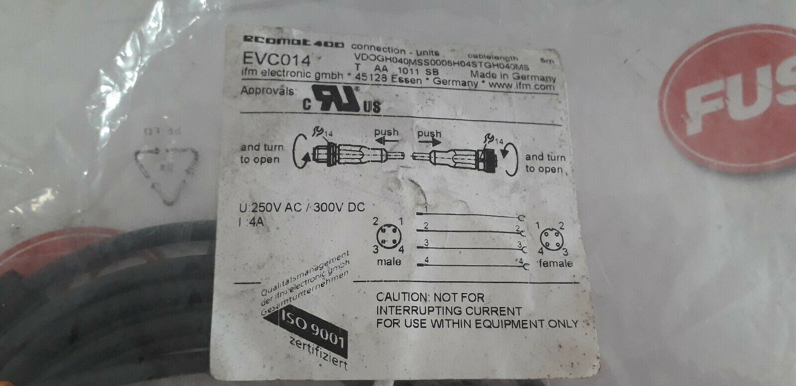 IFM Efector Ecomat 400 EVC014 Connection Unit - 5m Cable Length - New ...