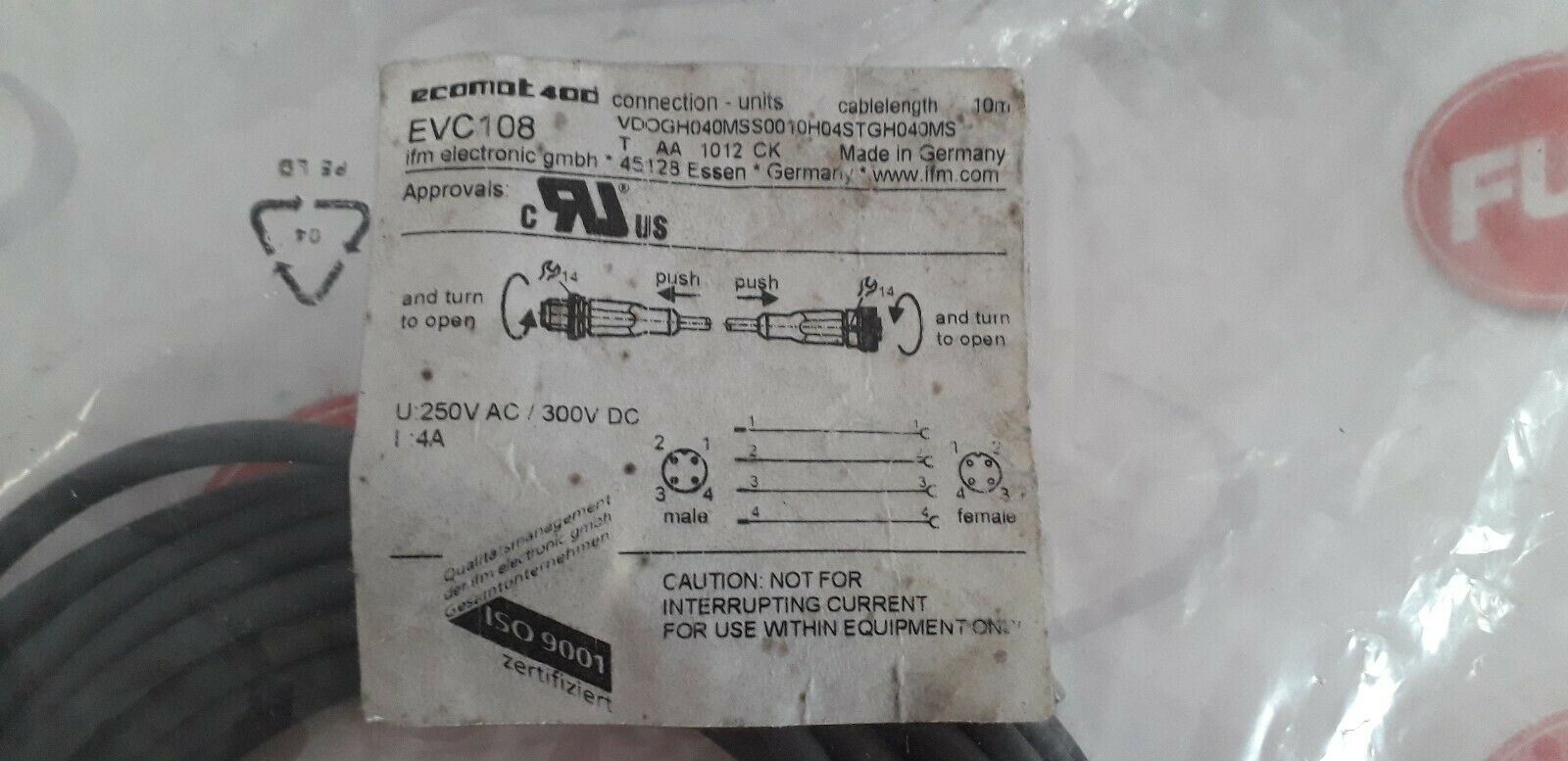 IFM EVC108 Connection Unit, 10m Length - ECOMAT400 - FUS Industrial