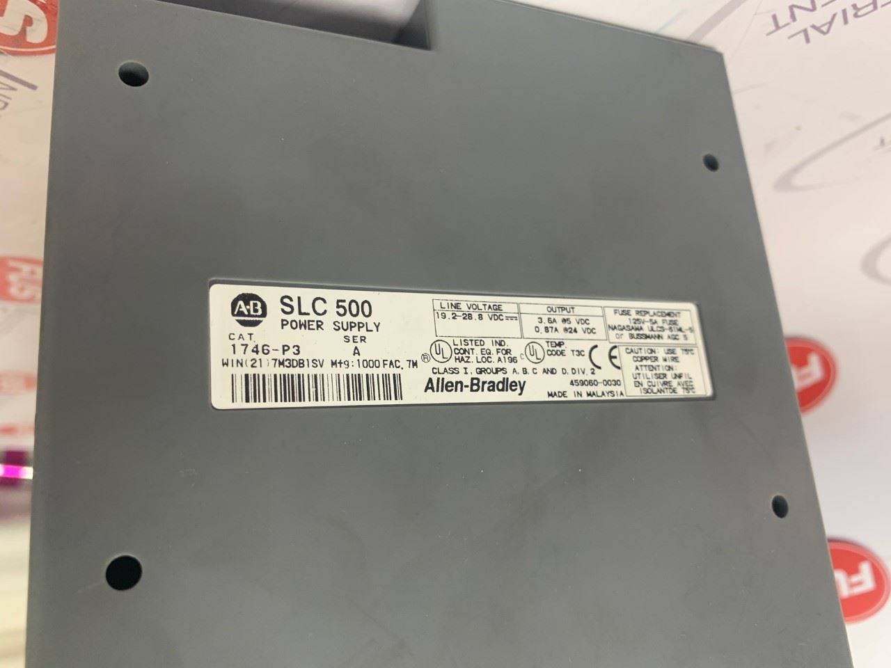 Allen Bradley 1746-P3 Power Supply with SLC 500 10 Slot Rack - FUS ...