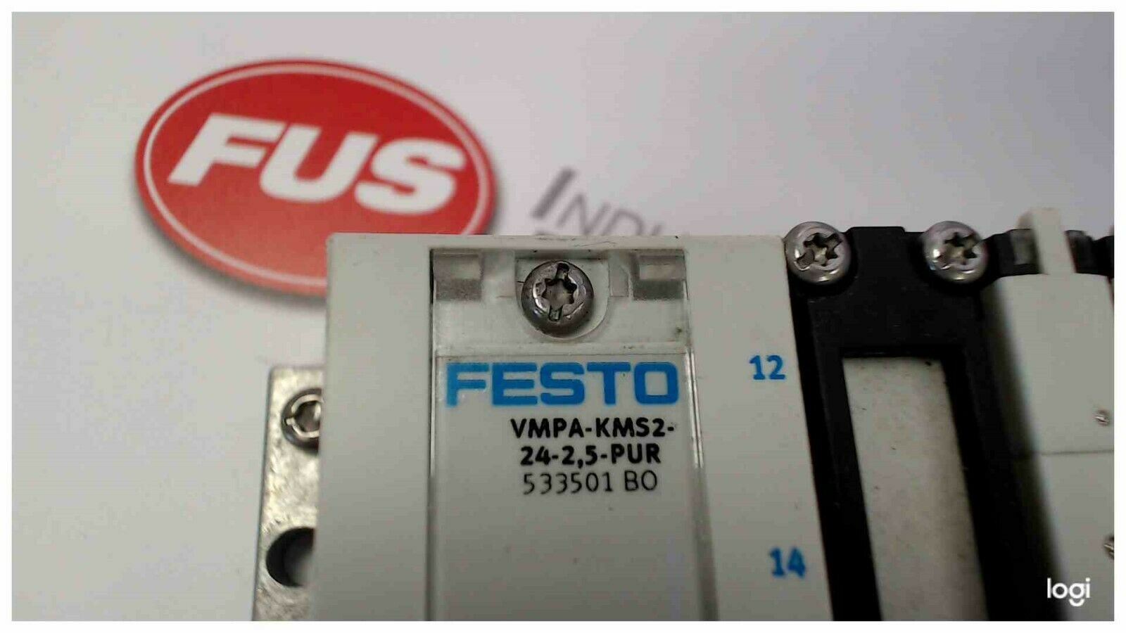 FESTO VMPA-KMS2-24-5-PUR Manifold Block plus 8 x 537952 Solenoid Valves ...