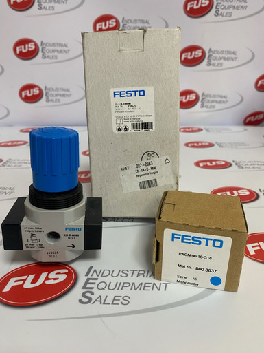 Festo LR-1/4-D-MINI Pneumatic Regulator 159625 + PAGN-40-16-G18 ...