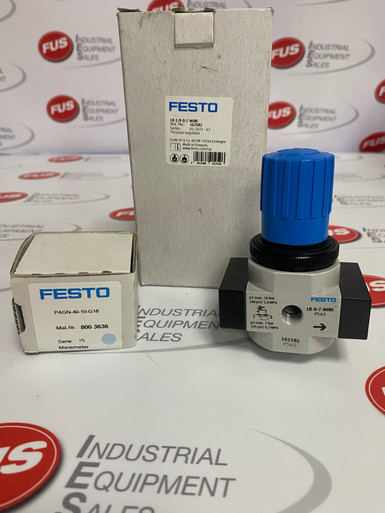 Festo LR-1/8-D-7 MINI Pneumatic Regulator 162582 + PAGN-40-10-G18 ...