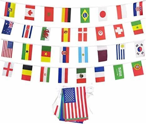 Flag Matrix - Assorted Countries Pennant String Flags - The Kite Guys