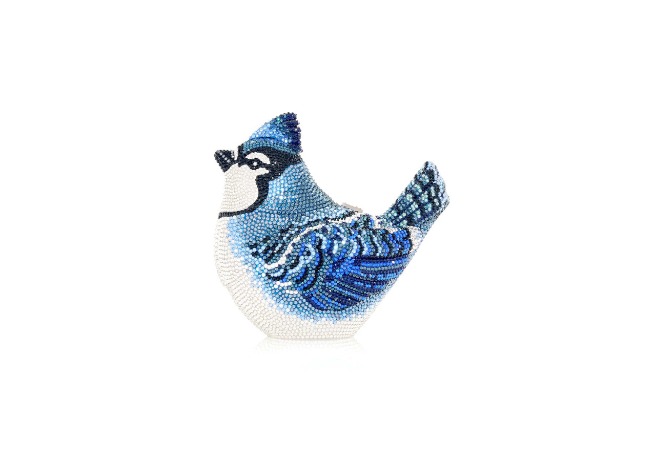 Judith Leiber Couture Bird Blue Jay in Silver Dark Indigo Multi