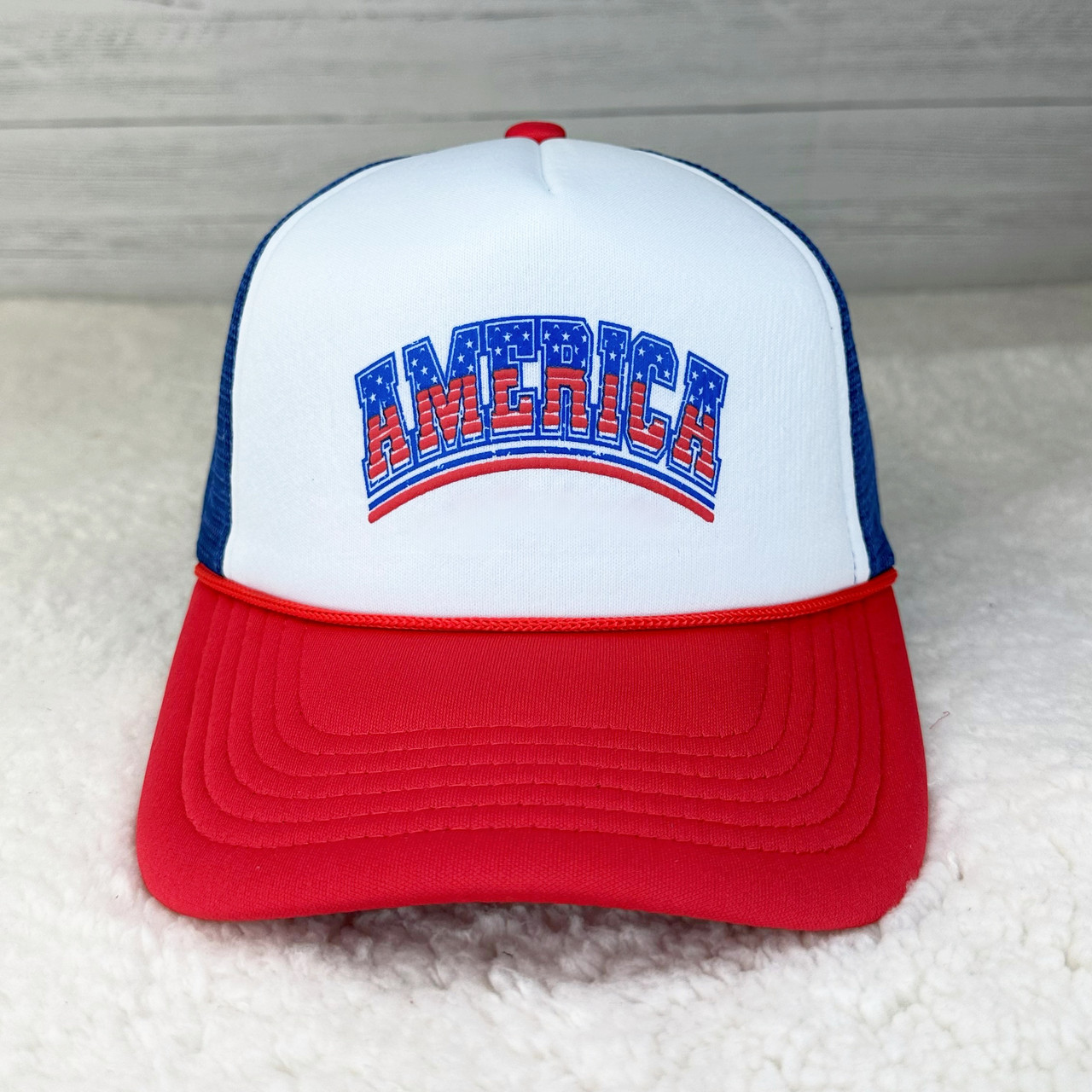 America Red PUFF Hat/Pocket Screen Print Heat Transfer
