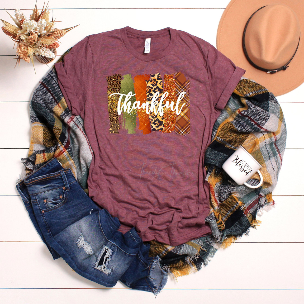 Thankful Brushstroke Pattern Heat Transfer | Trendy Transfers