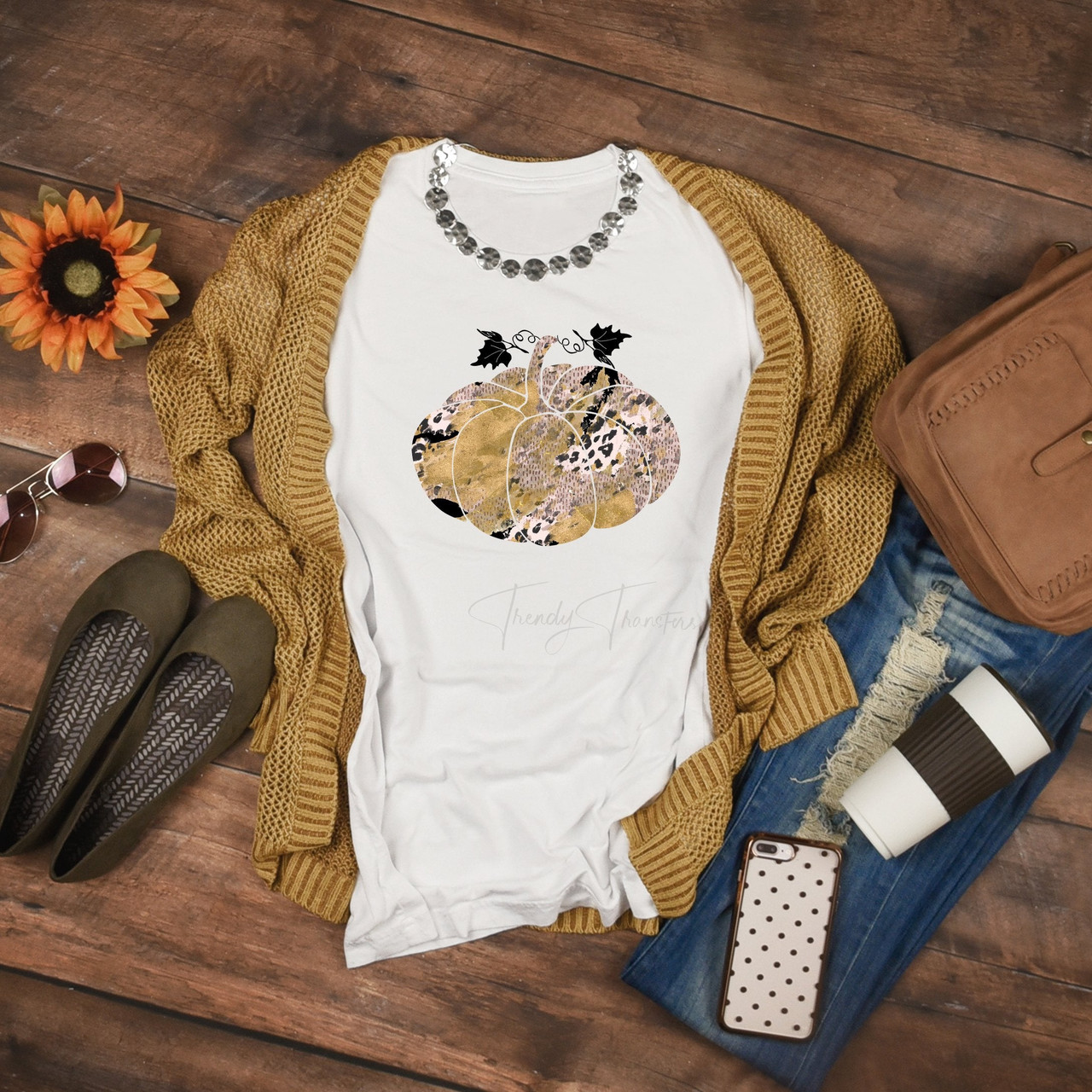 Glitter Leopard Pumpkin Screen Print Transfer - Trendy Transfers