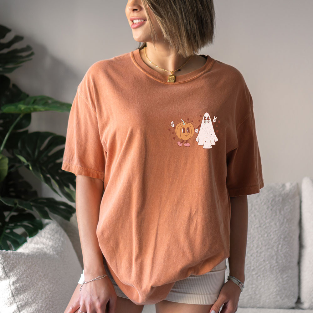 Retro Flower Ghost Screen Print Heat Transfer