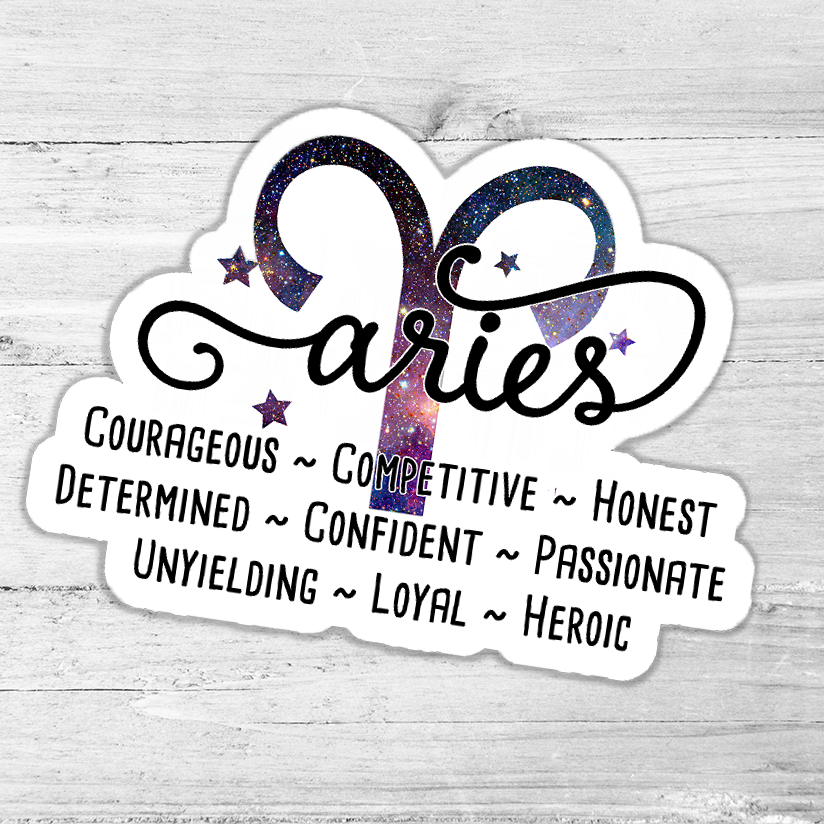 Aries Zodiac Traits Die Cut Sticker