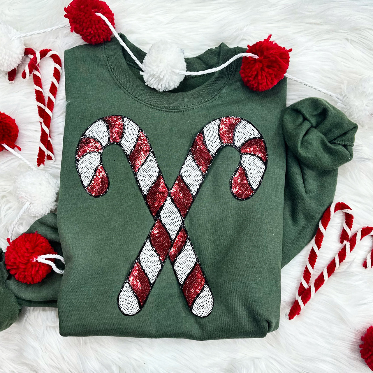 Sequins Candy Canes Chenille Patch