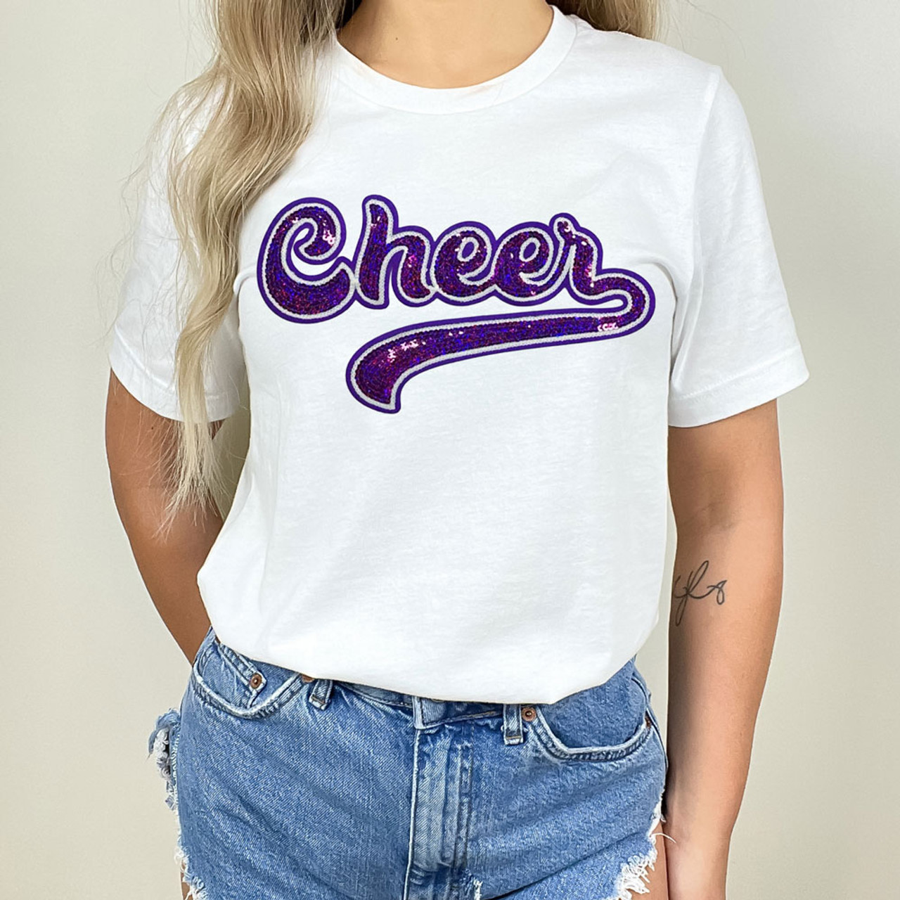 Purple Cheer Faux Sequins Dtf Heat Transfer