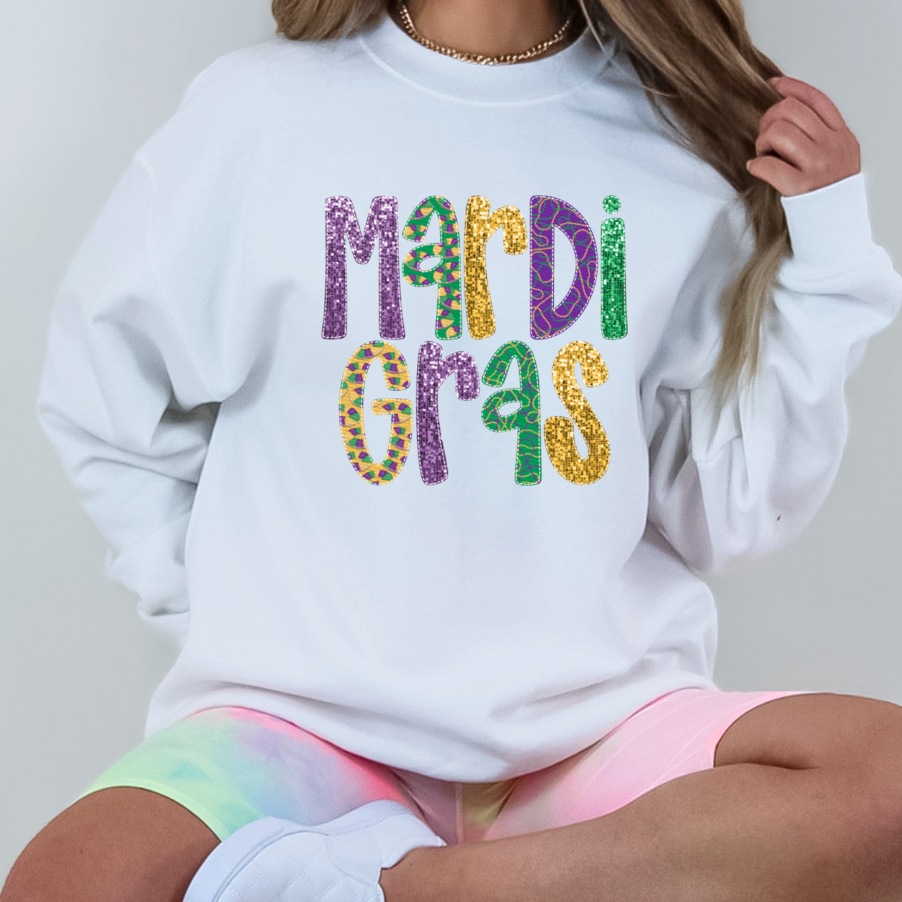 Mardi Gras Faux Sequins Dtf Heat Transfer