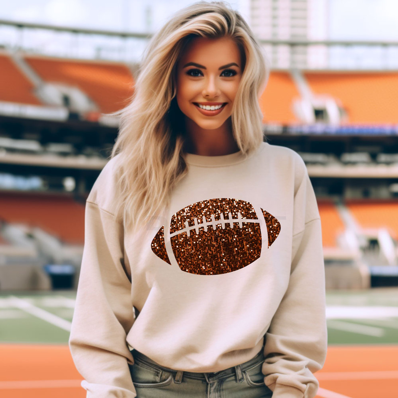 FAUX Glitter Football DTF Heat Transfer FAUX Glitter Football DTF Heat Transfer