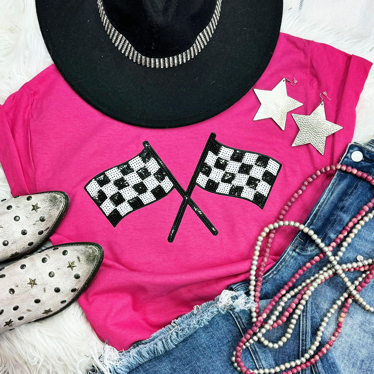 Checkered Flag Sequin Patch | Trendy Transfers