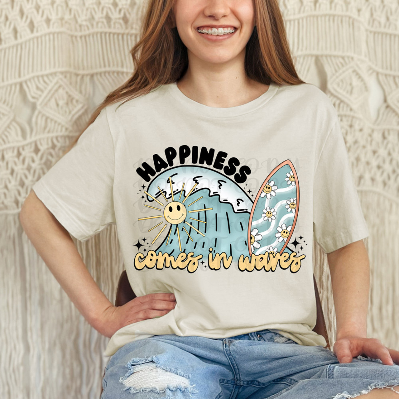 Happiness Comes In Waves DTF Heat Transfer Happiness Comes In Waves DTF Heat Transfer