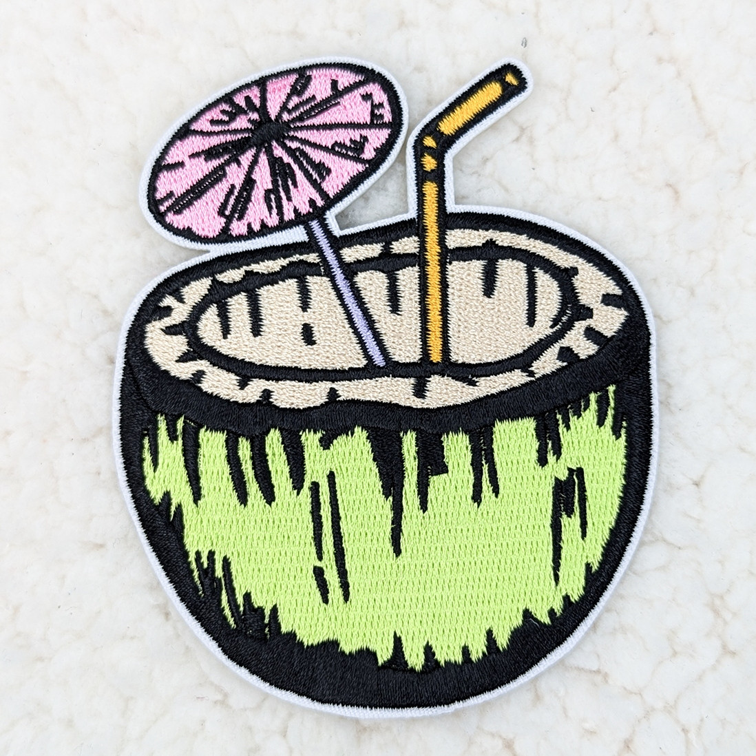 Coconut Drink Embroidered Hat Patch | Trendy Transfers