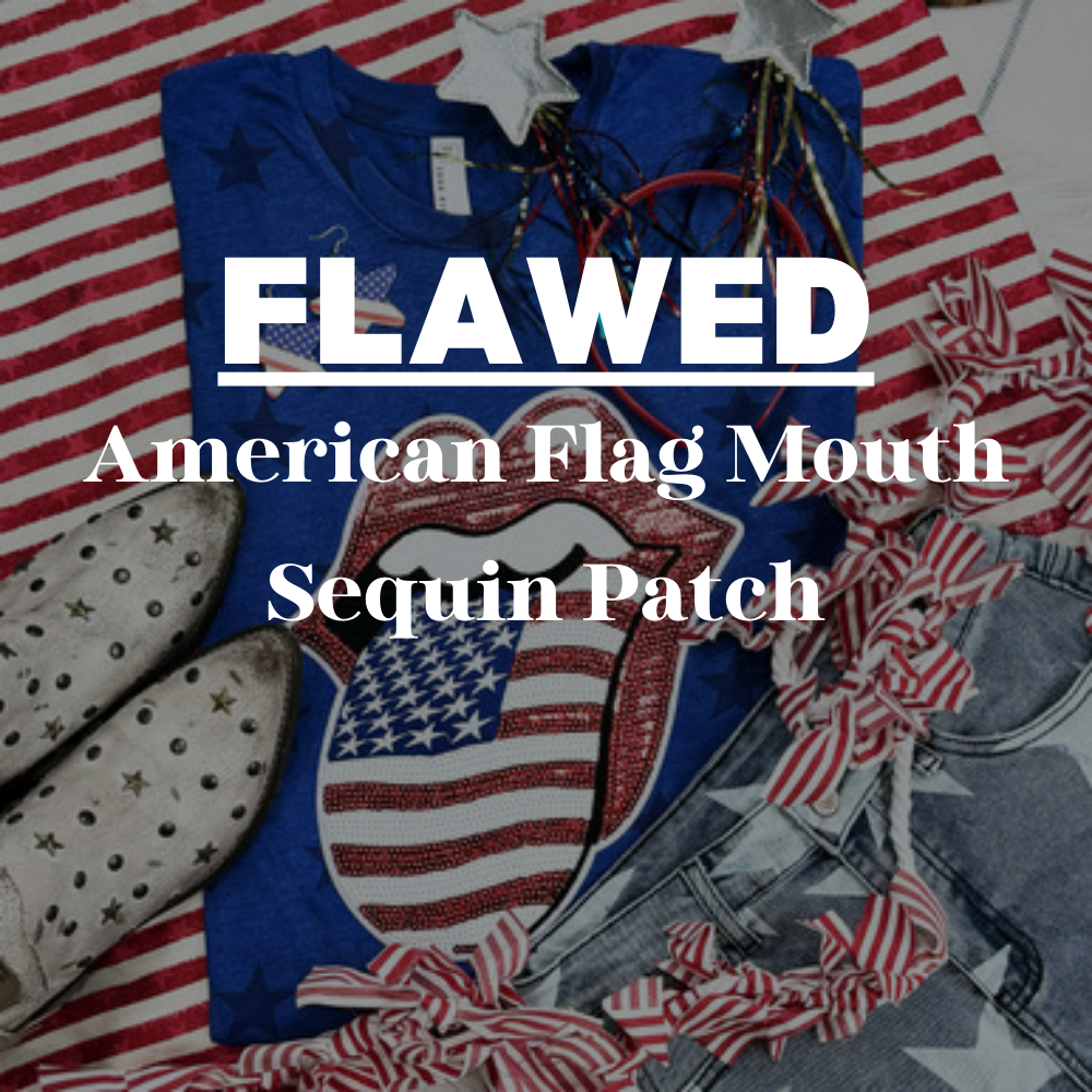 FLAWED American Flag Mouth Sequin Patch *READ DESCRIPTION*