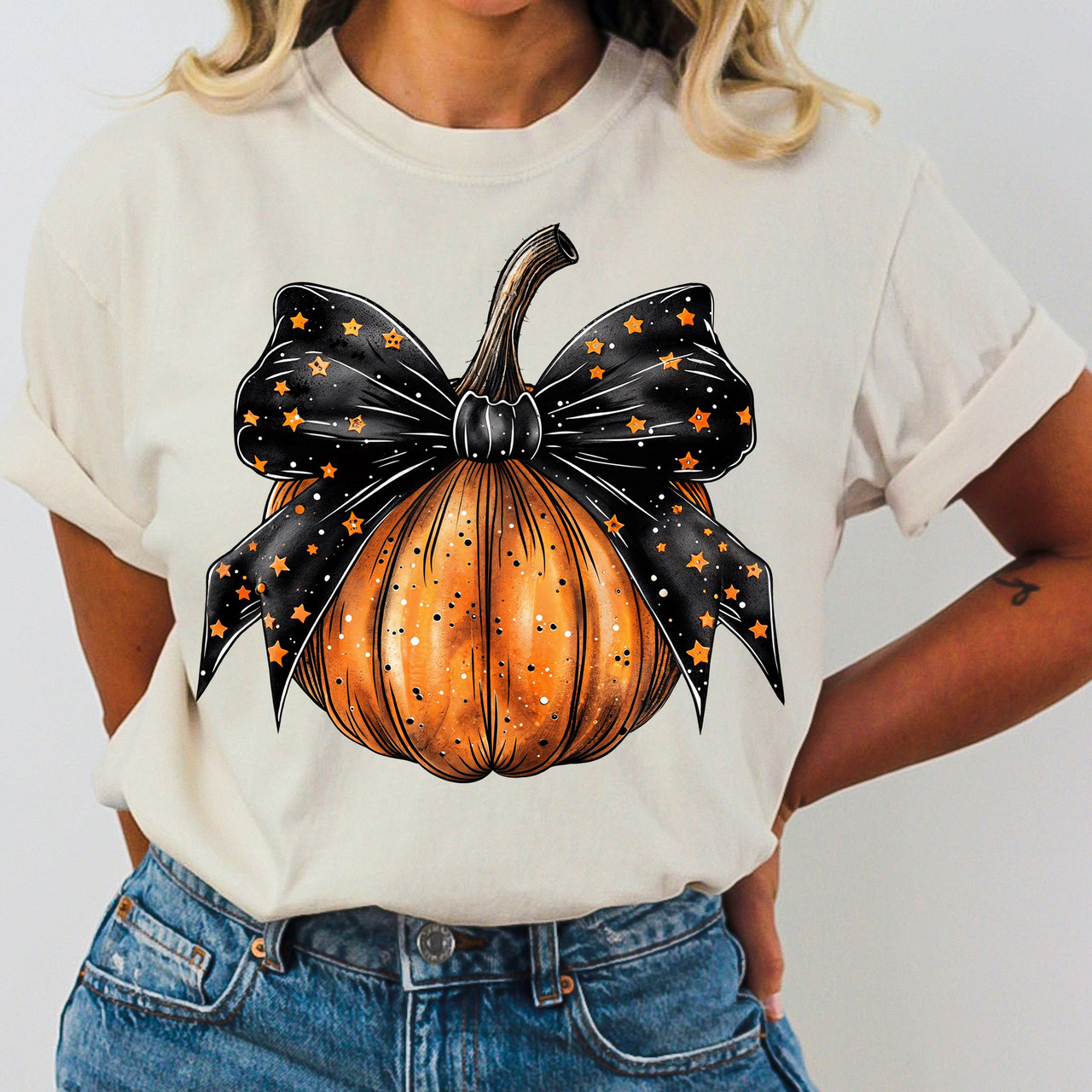 Pumpkin Bow DTF Heat Transfer