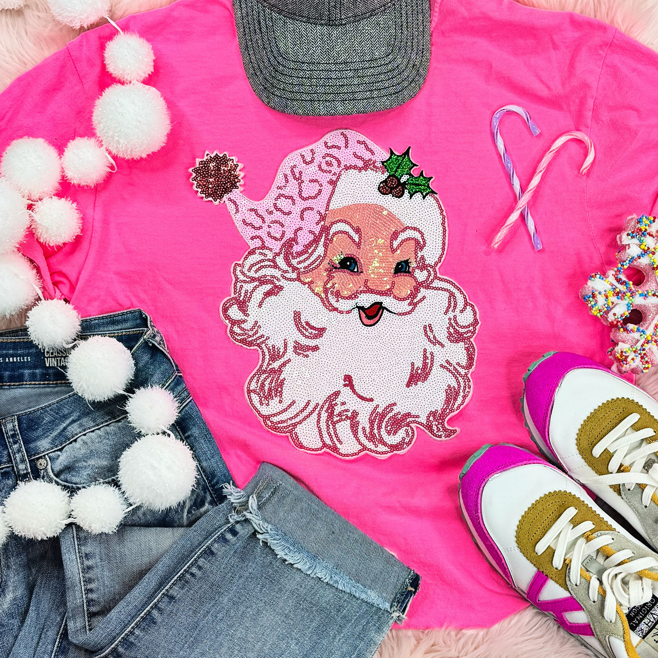 Sequins Pink Santa Patch