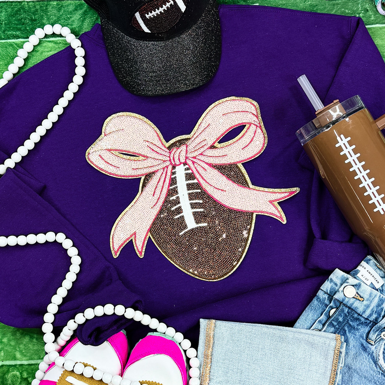 Sequin Football With Pink Sequin Bow Patch