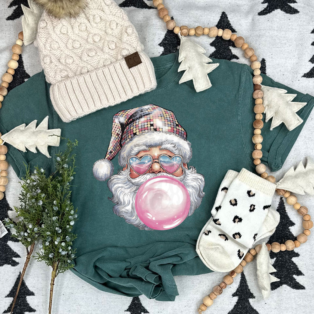 Disco Bubblegum Retro Santa DTF Heat Transfer