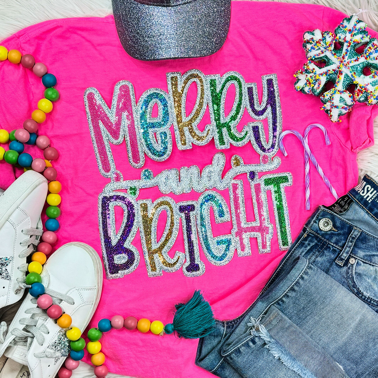 Color Sequin Merry and Bright Patch