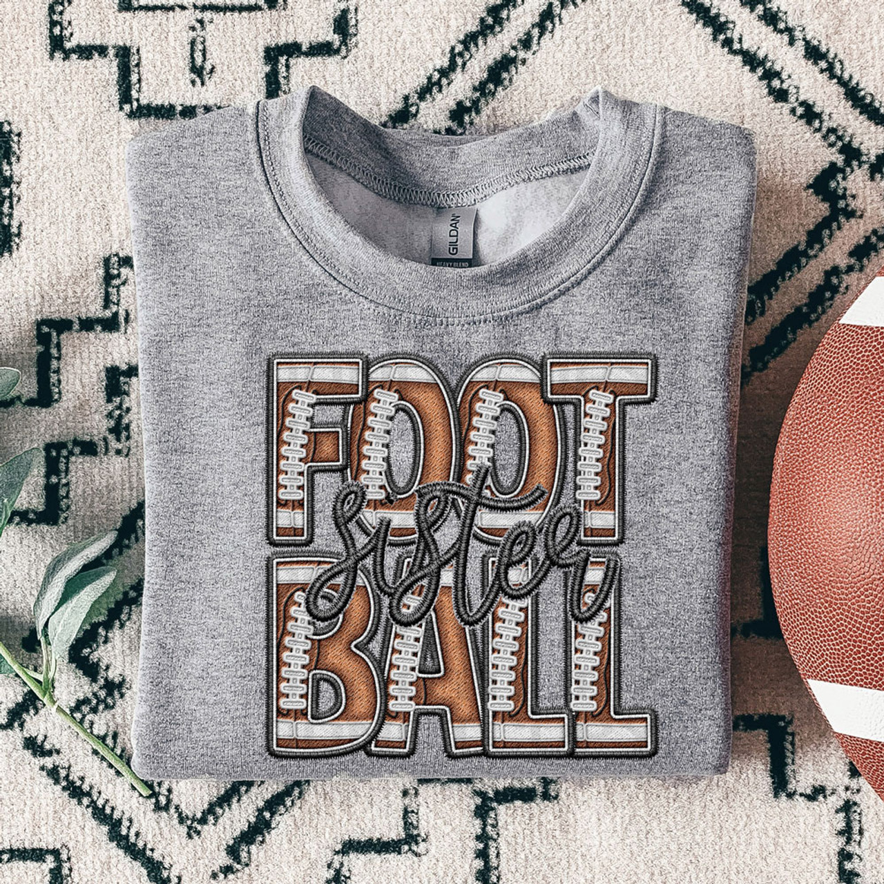 Football Sister Faux Embroidery DTF Heat Transfer Football Sister Faux Embroidery DTF Heat Transfer