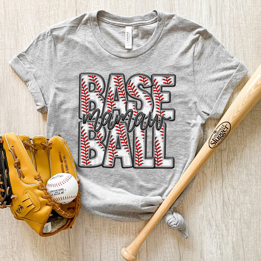 Baseball Mamaw Faux Embroidery DTF Heat Transfer