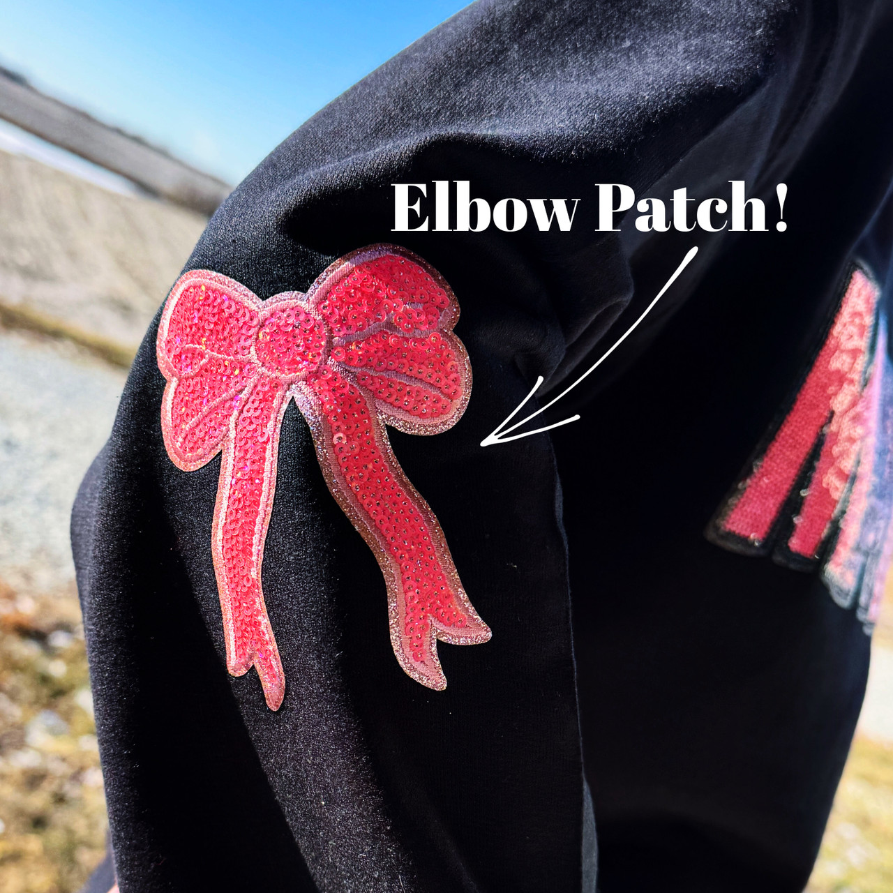 Coral Bow Sides Sequin Patch Set of 2