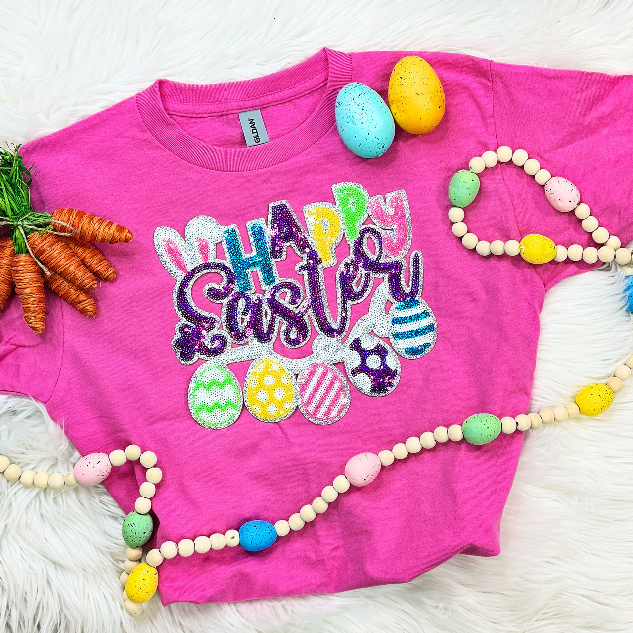 Sequin Happy Easter Youth Patch