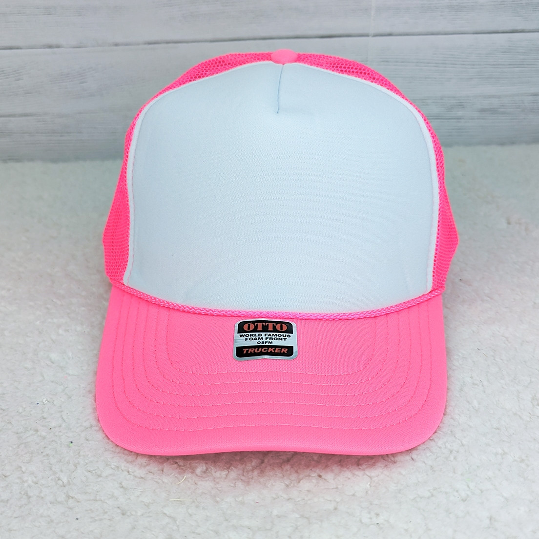 Neon Pink & White Foam Trucker Hat | Wholesale Blank Hats