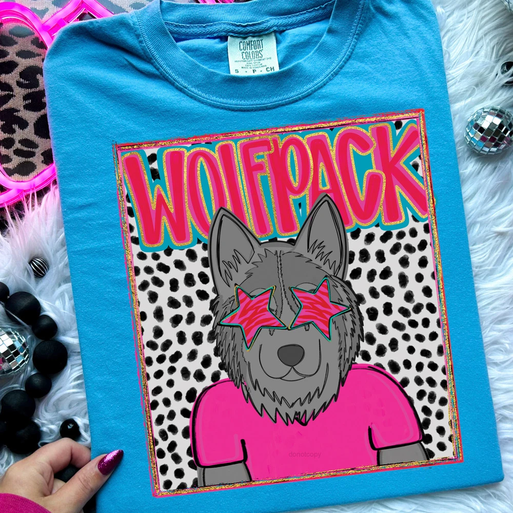 Wolfpack Colorful Mascot DTF Heat Transfer