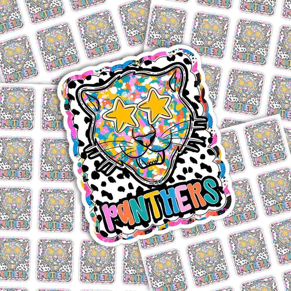Panthers Dotted Graffiti Mascot Sticker Sheet