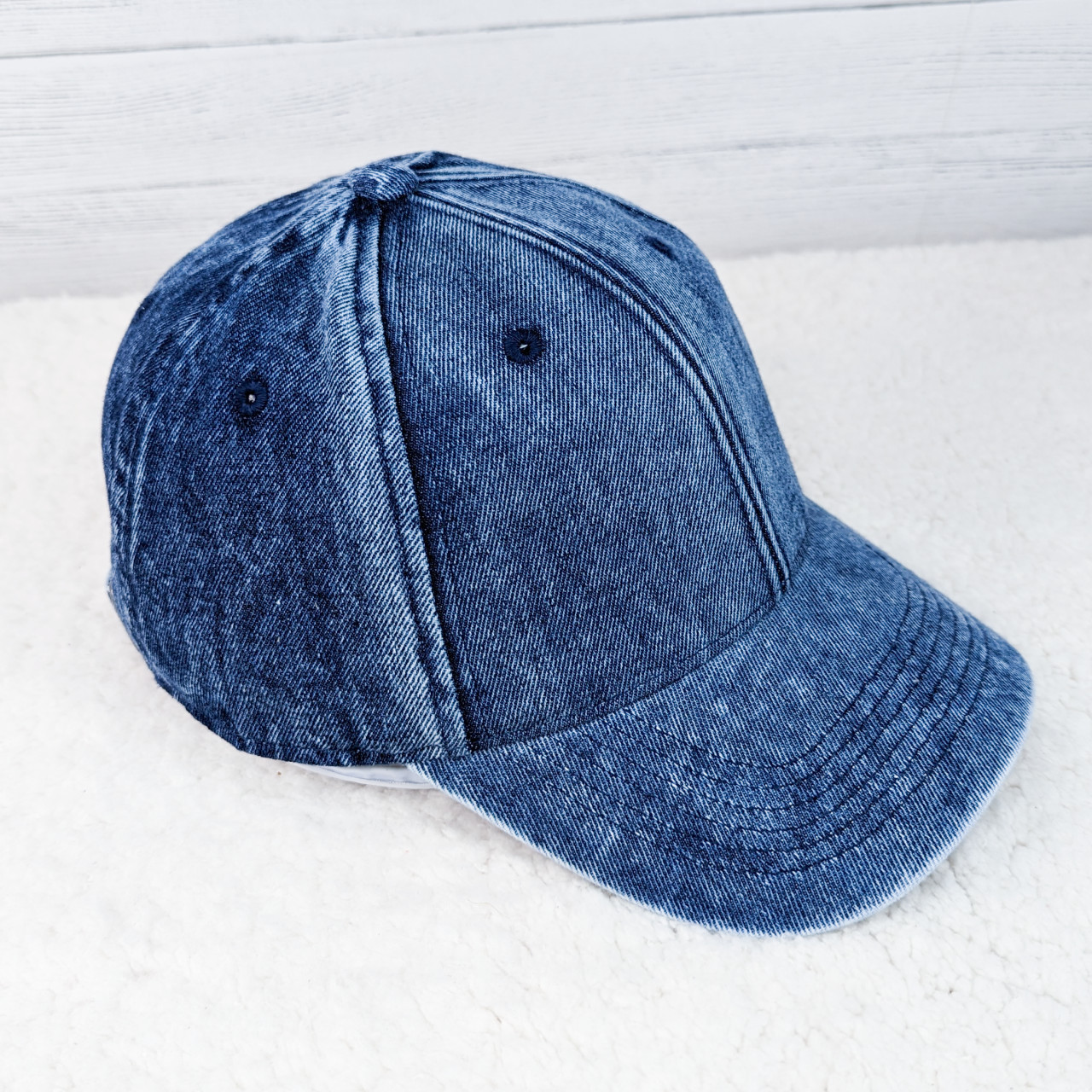 Acid Wash Pacific Hybrid Blank Denim Hat | Blue Denim Cap