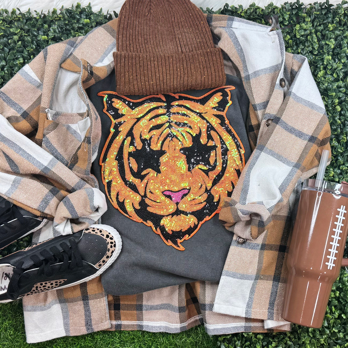 Sequins Tiger with Starry Eyes - Full Size Patch