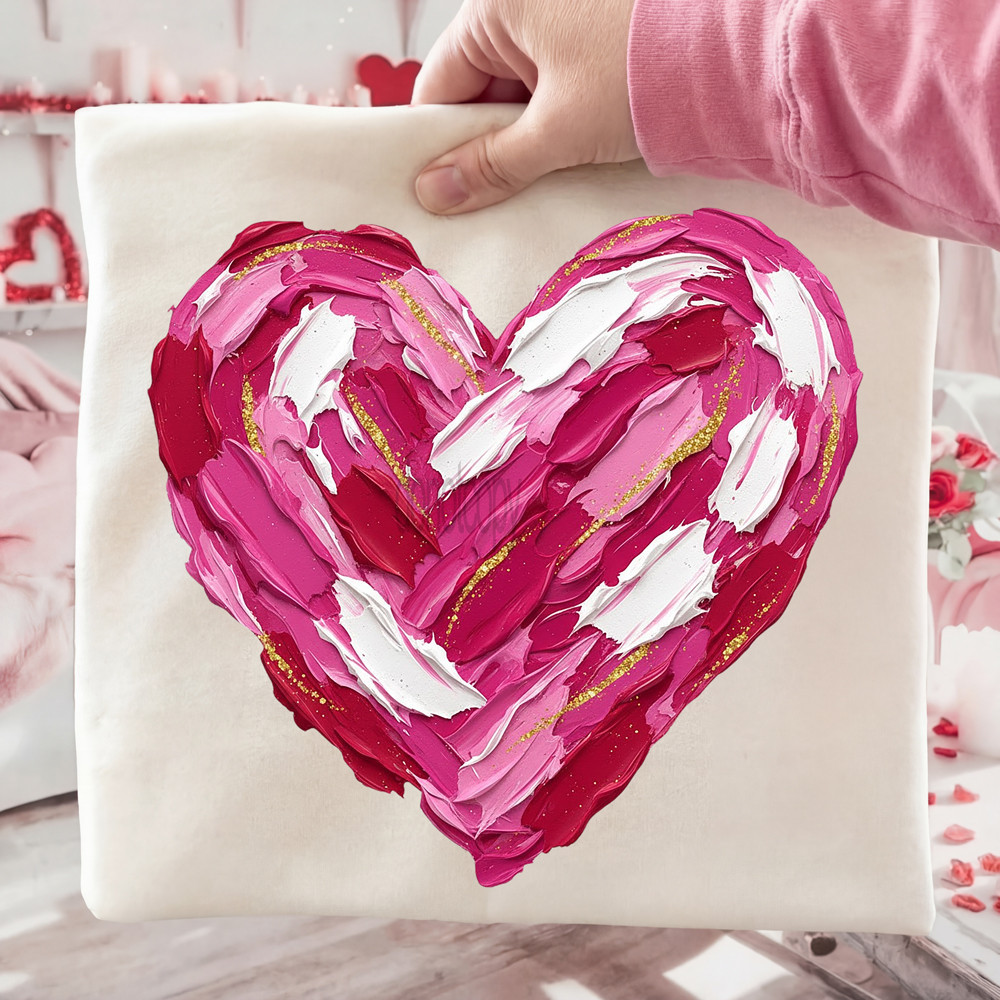 Faux Painted Valentine Heart DTF Heat Transfer