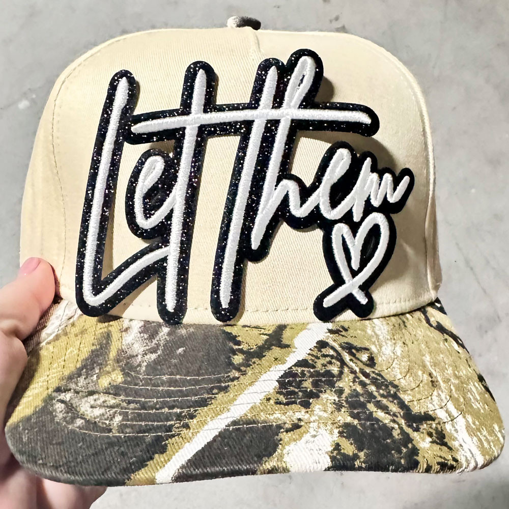 Let Them Puff Embroidered Chenille Hat Patch with Glitter Backing ...