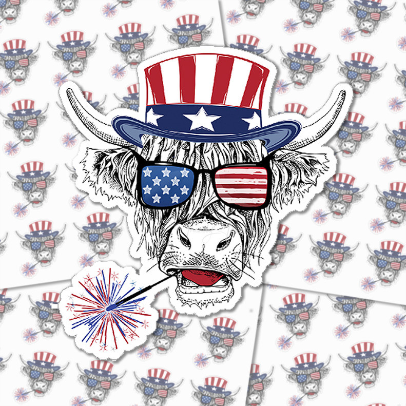 Patriotic Cow Sticker Sheet