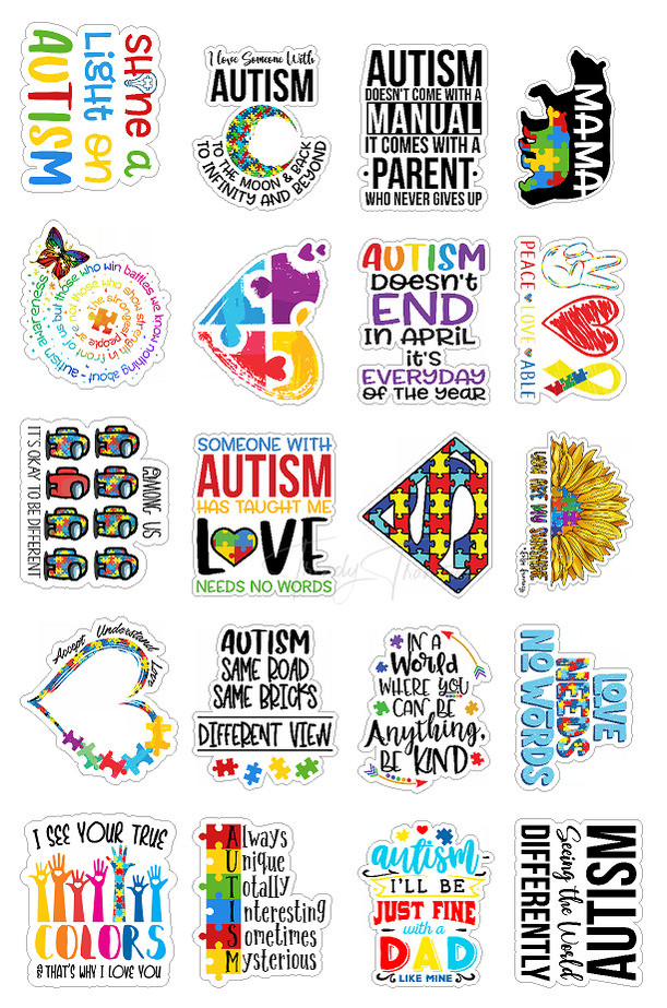 Autism Awareness Variety Pack Sticker Sheet - Trendy Transfers