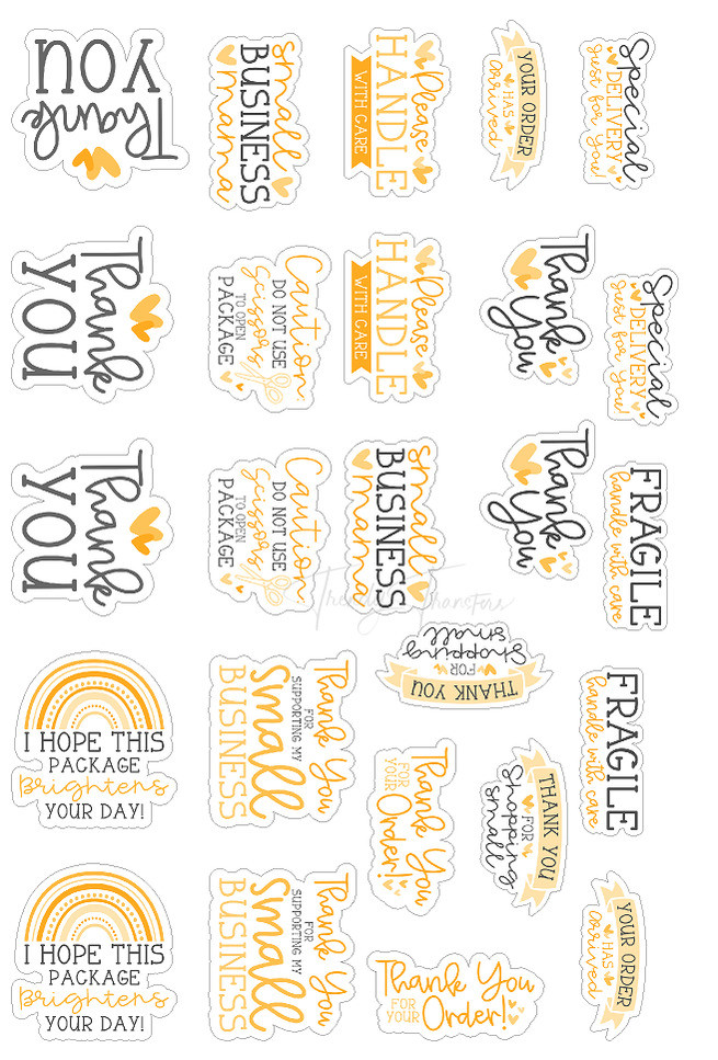 Sunny Yellow Packaging Sticker Sheet - Trendy Transfers