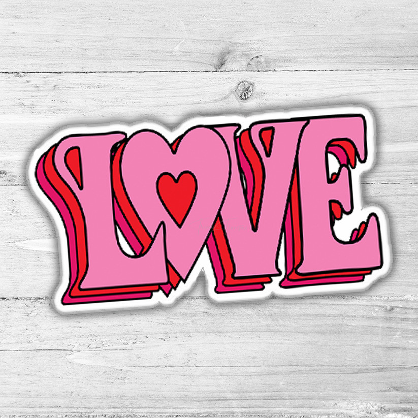 Retro Love Die Cut Sticker