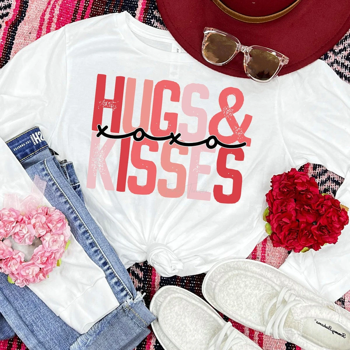 Hugs & Kisses Screen Print Heat Transfer - Trendy Transfers