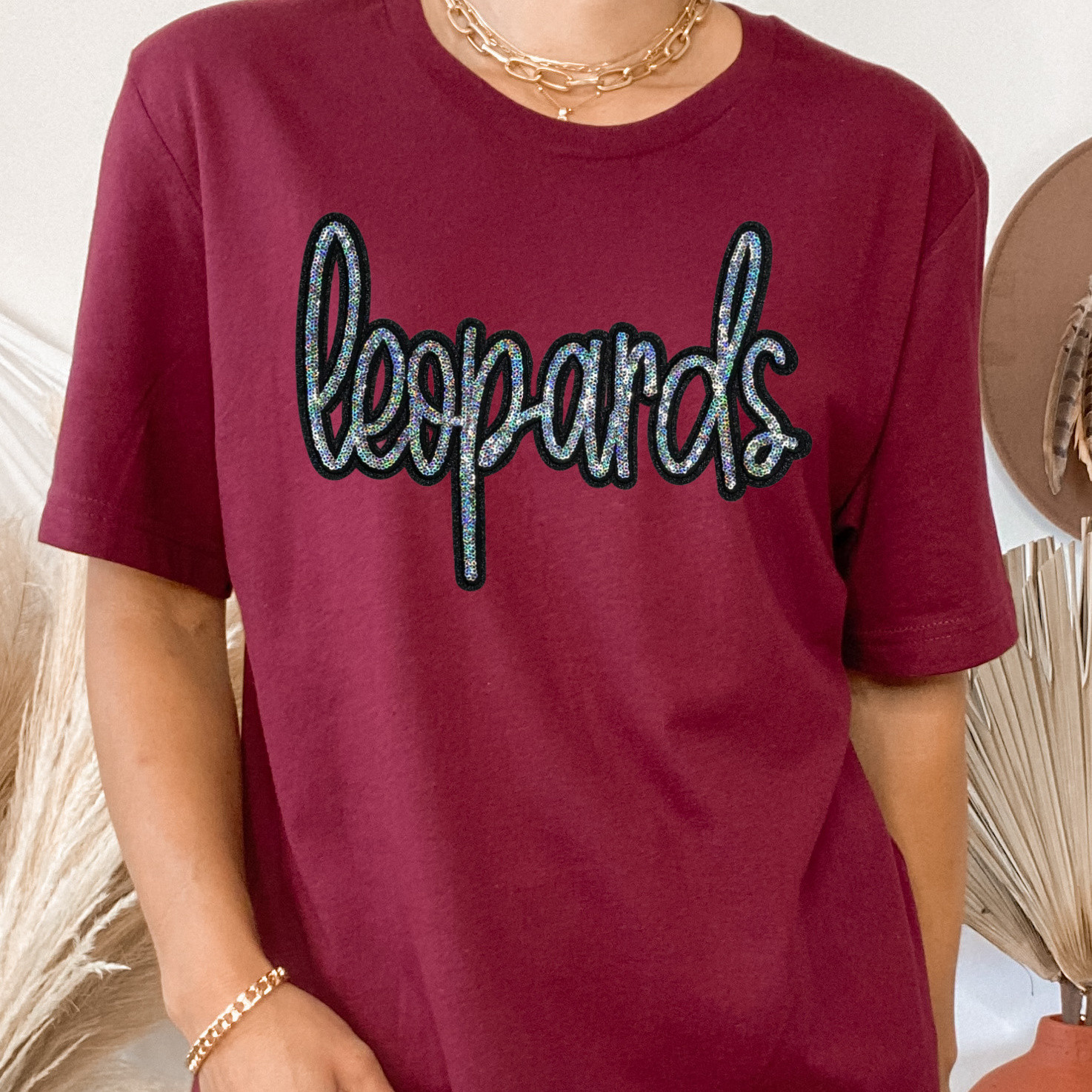 Soccer Leopard Sequins Patch