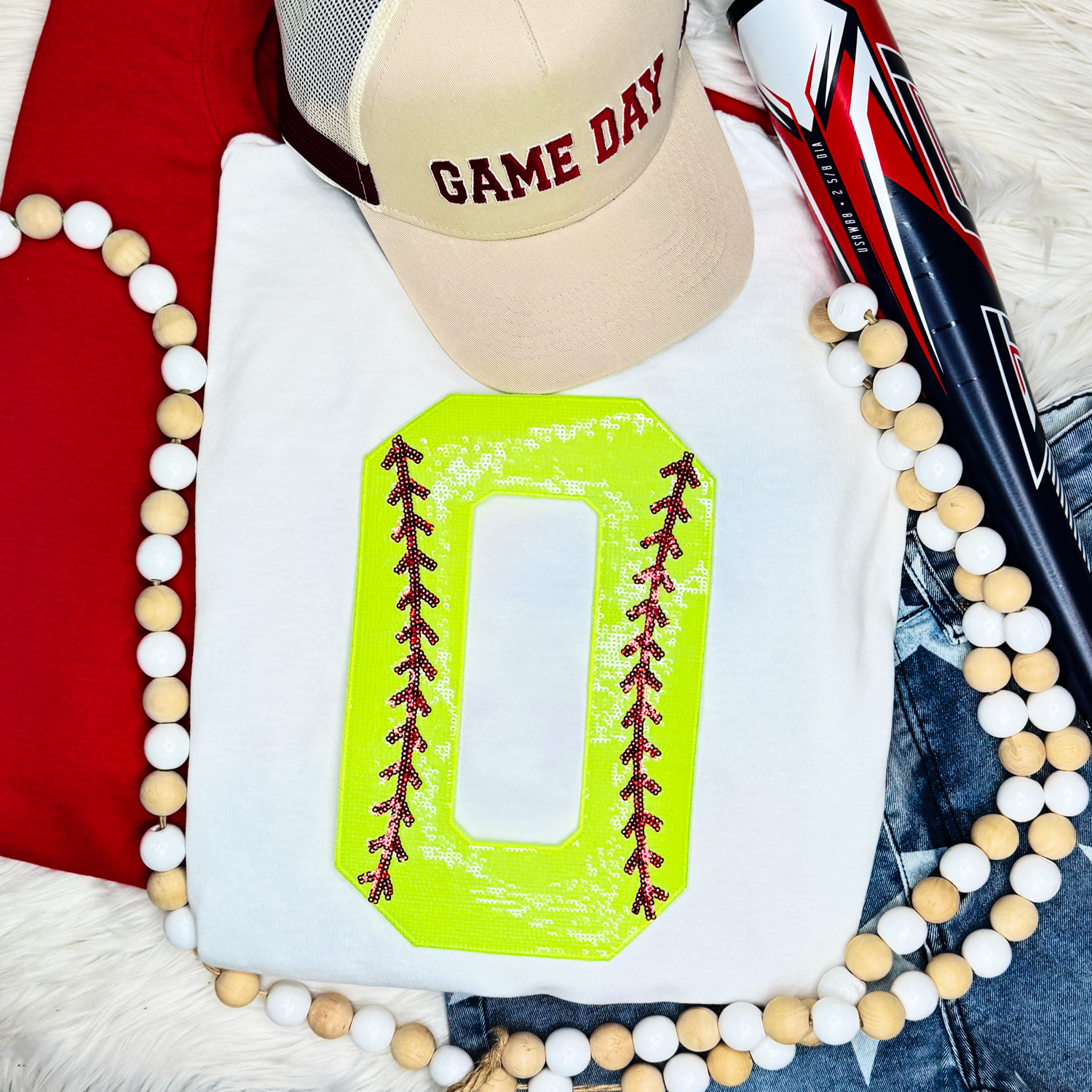 Baseball Number Sequin Patch