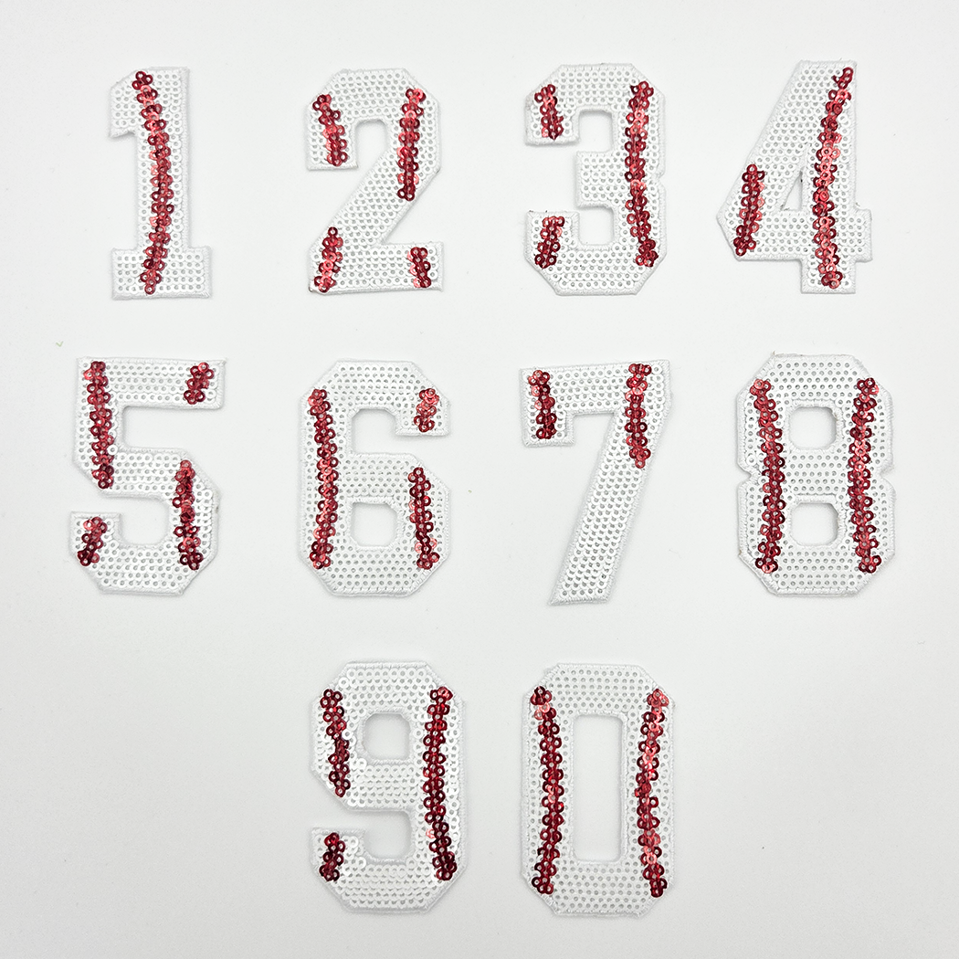 Baseball Number Sequin Patch