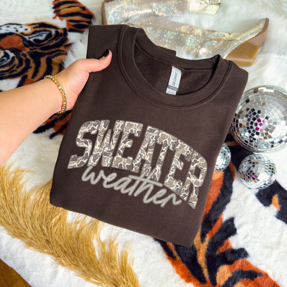 Sweater Weather Brown Camo DTF Heat Transfer