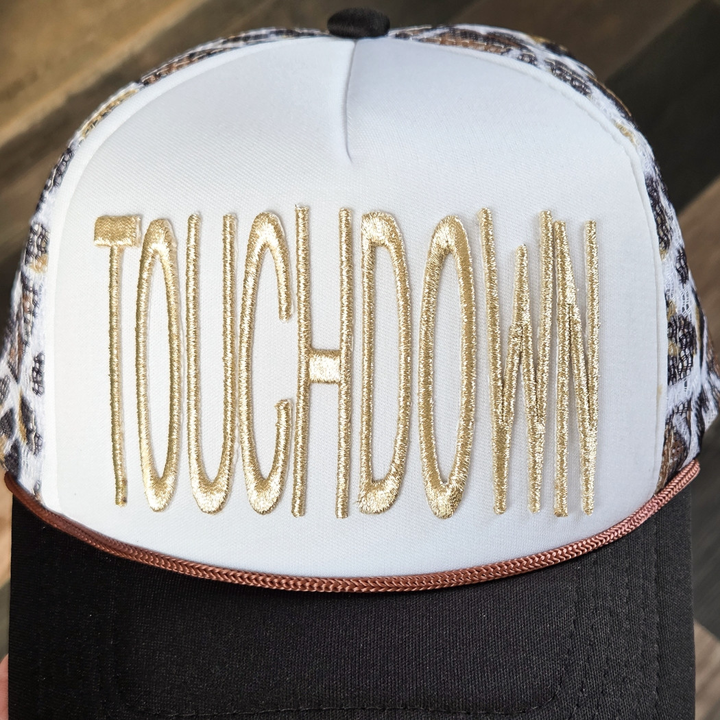 TOUCHDOWN Metallic Gold Puff Embroidered HAT/POCKET Patch