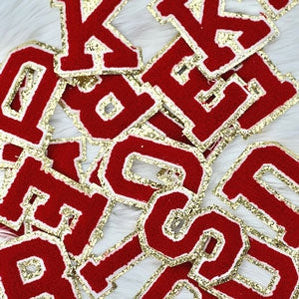 Purple with Gold Glitter Chenille Letters - Trendy Transfers