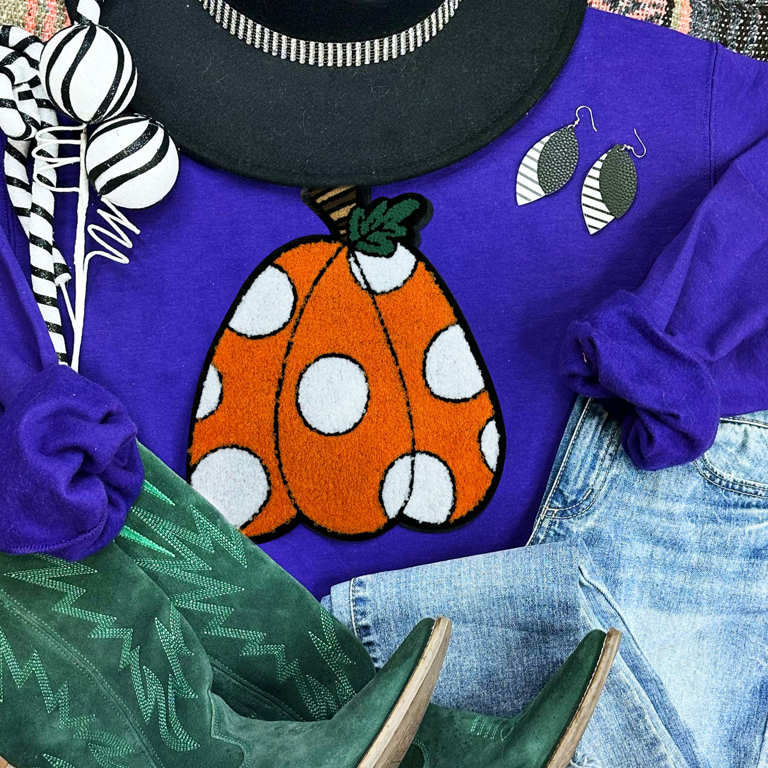 Chenille And Leather Sequinchenille Patches Halloween Patches